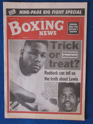 BOXING NEWS MAGAZINE - 30/10/92 - Lennox Lewis & Razor Ruddock Cover £5 ...