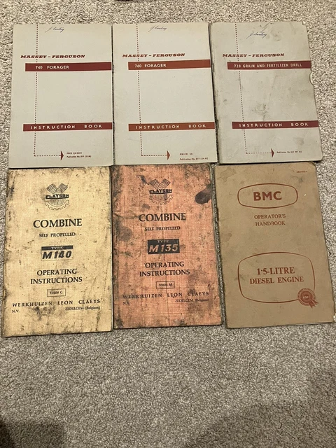 COLLECTION MASSEY FERGUSON Tractor Clayson And BMC Instruction Books ...