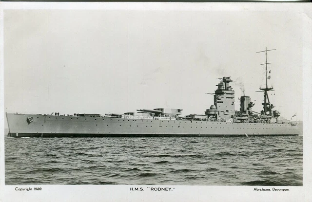 HMS RODNEY (1925) WWII Royal Navy Nelson-class battleship RP postcard £ ...