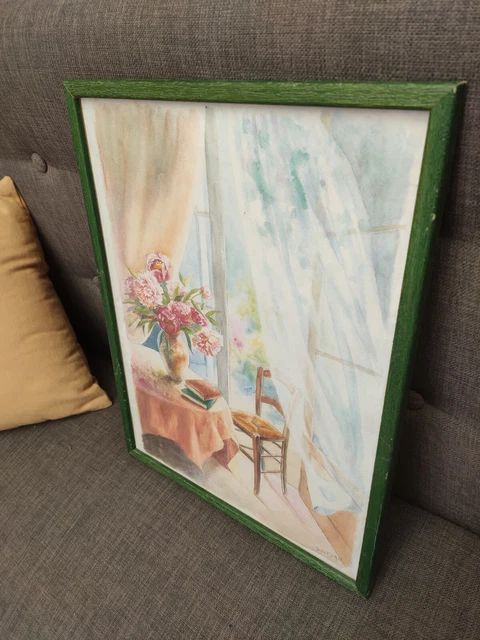 TABLEAU AQUARELLE SIGNÉ d lebeau ( danielle) encadrée et vitrée EUR 10,00 - PicClick FR