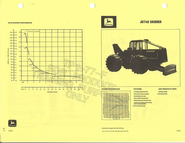 EQUIPMENT DATA SHEET - John Deere - JD640 740 Logging Skidders Brochure ...
