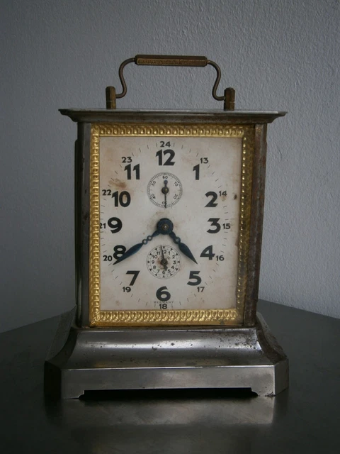 PENDULE CAGE RÉVEIL c-1900 Horlogerie mécanique Tôle Cuivre Ancien EUR ...