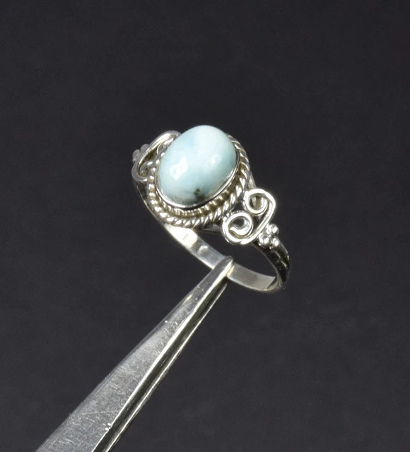925 SOLID STERLING Silver Blue Larimar Ring-6 us A159 EUR 7,84 ...