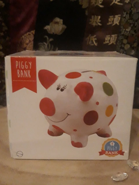 THE LEONARDO COLLECTION Traditional Ceramic Piggy Bank with Fancy Polka ...