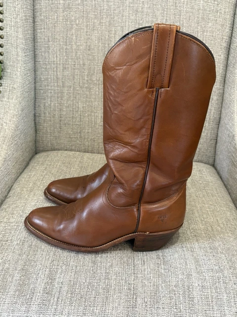 VINTAGE FRYE MADE In USA Brown Cowboy Western Boots Men’s Size 11D £89. ...