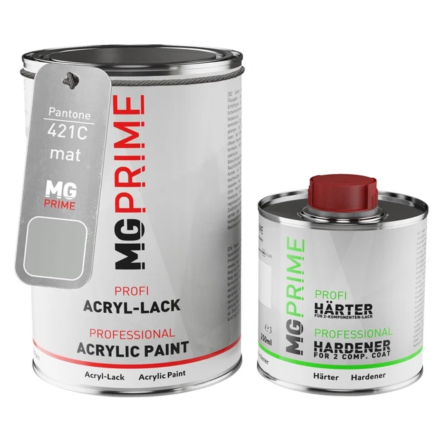 PANTONE 421C GREY mat peinture acrylique 1,5 Litres 1500 ml durcisseur ...