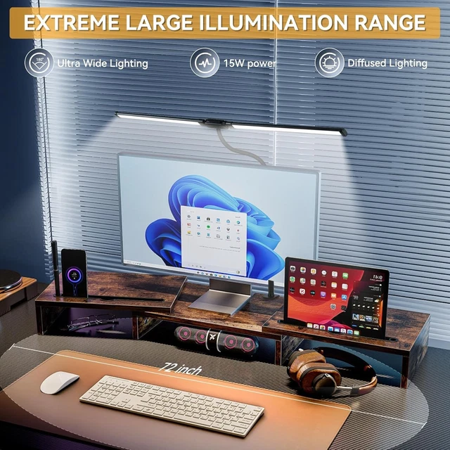 CHENBEN LED DESK Lamp Office,15W 61cm Double Head Desk Lamps with Clamp ...