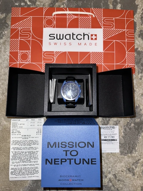 RARE SWATCH OMEGA Mission To Neptune Moonswatch Blue SO33N100 SUPFAST ...