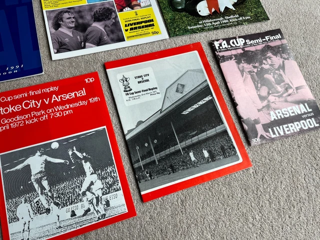 13 ARSENAL FA Cup Semi-Final match programmes 1971 to 2009, unused ...