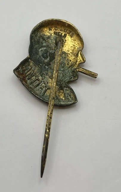 1940S VINTAGE Anti- TB (Tuberculosis) Pin Winston Churchill Smoking a ...
