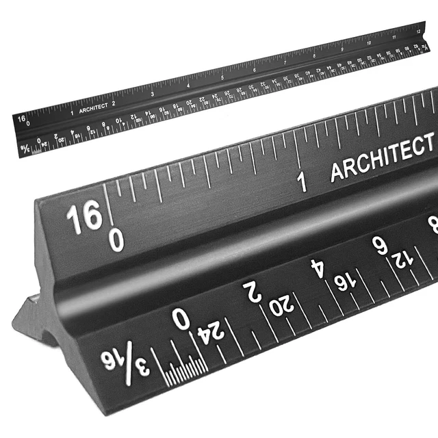 ARCHITECTURAL SCALE 12& Aluminum Architect Triangular Ruler Engineers ...