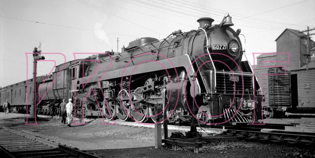 CANADIAN NATIONAL RAILWAY (CNR) Engine 6077 at Station - 8x10 Photo $8. ...