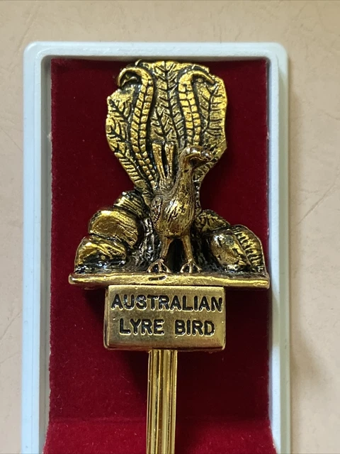 VINTAGE RANDA COLLECTORS Spoon-Gold Plated-Figural-AUSTRALIAN LYRE BIRD ...