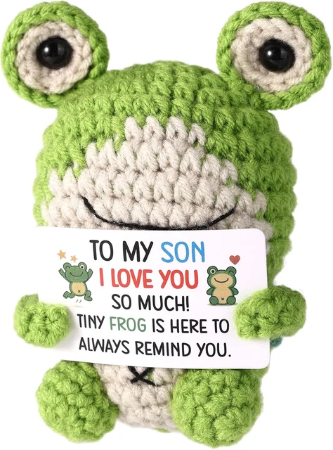 POSITIVE FROG WITH Affirmation Card, Cute Handmade Emotional Crochet ...