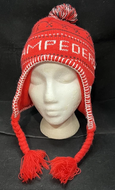 CALGARY STAMPEDERS POM Beanie Knit Trapper Hat CFL Football Team Logo ...