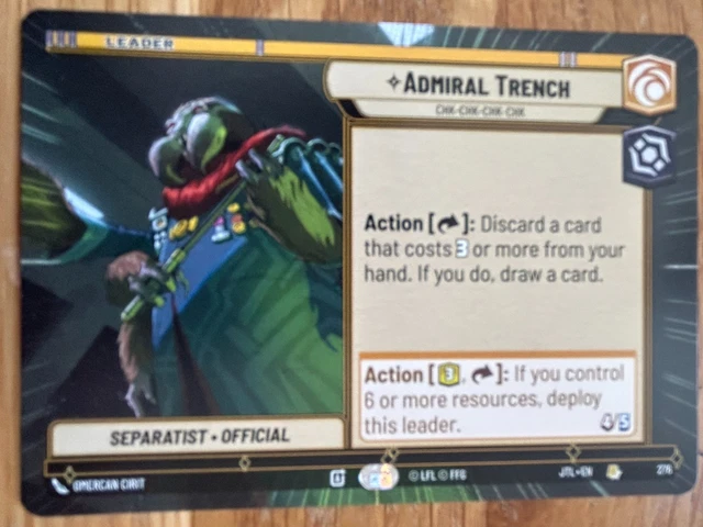 STAR WARS UNLIMITED Tcg Jtl Hyperspace Rare Card: Admiral Trench £1.00 ...