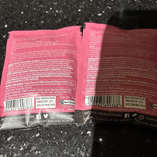 HOTEL CHOCOLAT NUTS about Raspberry Hot Chocolate Sachet x 2 LIMITED ...