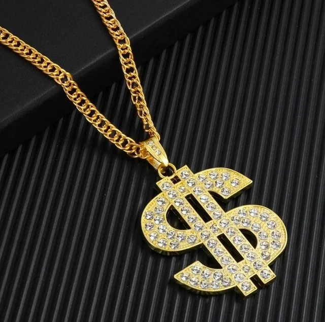 COLLIER DOLLARS BLING Bling Hip hop metal doré cosplay rap bijoux ...