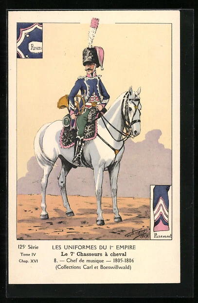 CPA LES UNIFORMES du Ier Empire, Le 7 Chasseurs à cheval, Chef de ...