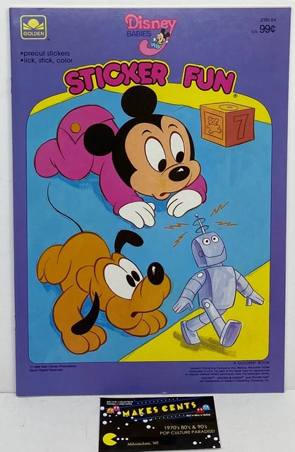 1986 VINTAGE DISNEY Babys Mickey Mouse Pluto Aufkleber Spaß Aktivität ...