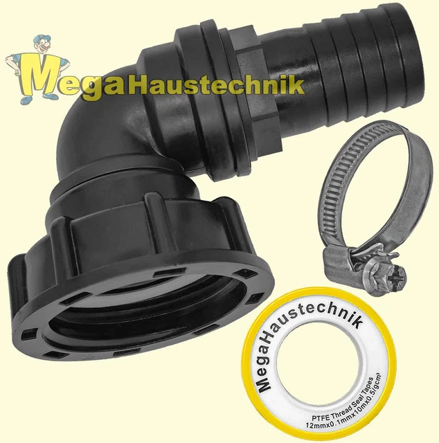 IBC TANK ADAPTER Winkel S60x6 Verbinder Schlauchtülle Edelstahl Schlauchschelle EUR 7,77 ...