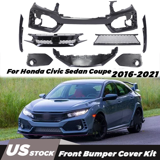 TYPE R STYLE Front Bumper Cover W/Grille & Lip For 2016-2021 Honda ...