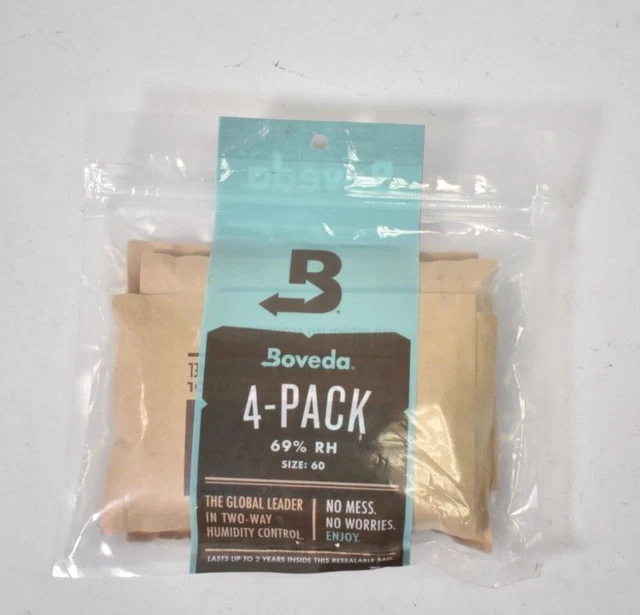 BOVEDA 69% RH 2 Way Humidity Control Size 60 4 Pack For Every 25 Cigars ...
