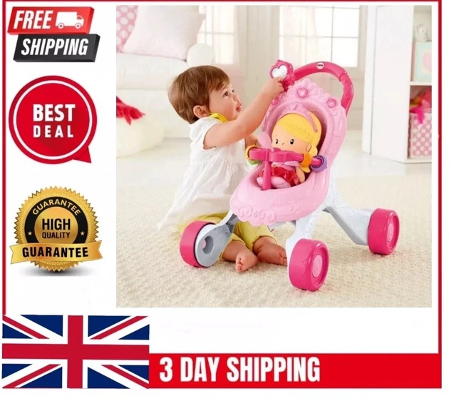 FISHER PRICE PRINCESS Stroll Along Musical Walker & Doll Stroller Baby ...