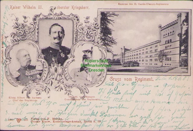 160021 AK BERLIN 1903 Kaserne des II. Garde-Ulanen-Regiments Kaiser ...