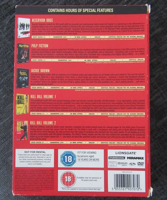 QUENTIN TARANTINO 5 Dvd Box Set £5.42 - PicClick UK