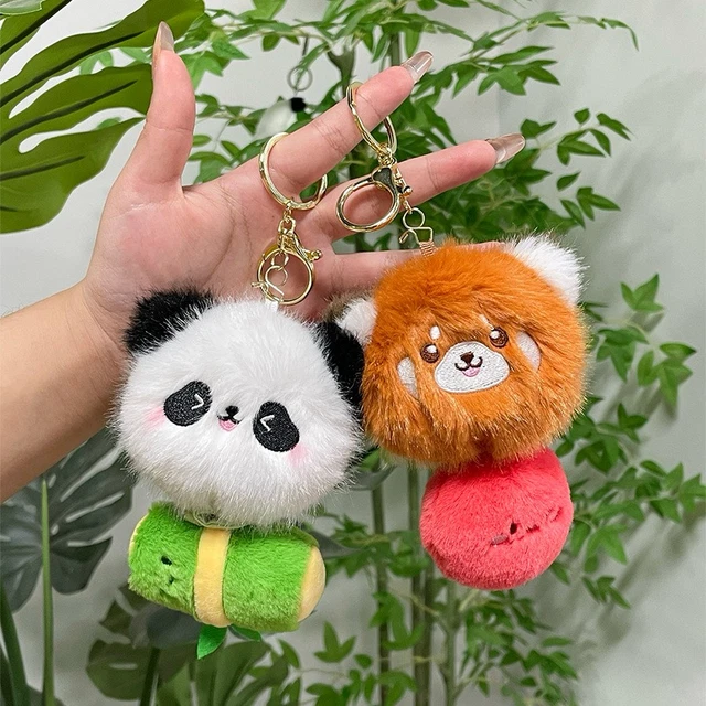 PLUSH PANDA RACCOON Keychain With Pull String For Bag Decoration And ...