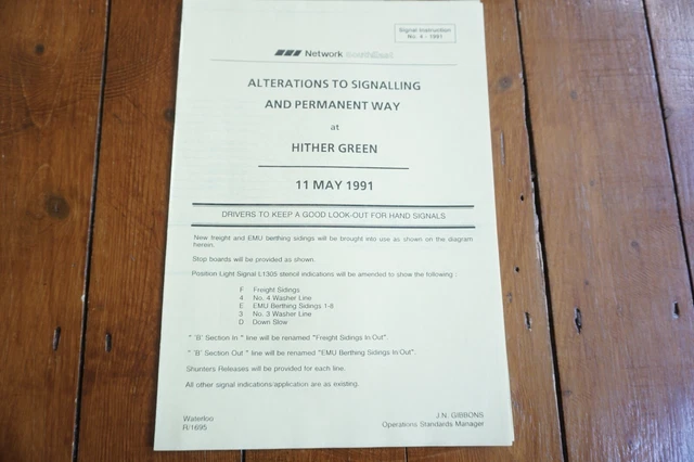 1991 HITHER SIGNAL Box Railway Signalling Diagram Notice Map Network ...
