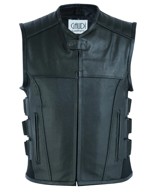HERREN LEDERWESTE RACING Weste Kutte Leder Biker Rocker Motorrad ...