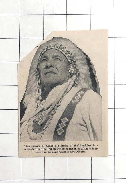 1956 CHIEF BIG Snake Of The Blackfeet Indians, Who Once Ruled Alberta ...