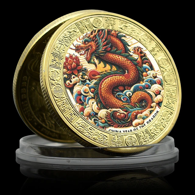 GOLD COIN OF Chinese Dragon Year Mythology Animal Commemorative Medal ...