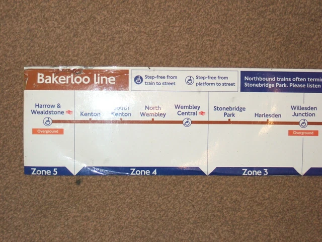 BAKERLOO IN TRAIN route map - 2020 version - see pictures and item ...
