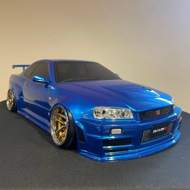 TAMIYA NISSAN SKYLINE GT-R R34 RC Body Shell 1/10 Painted Metallic Blue ...