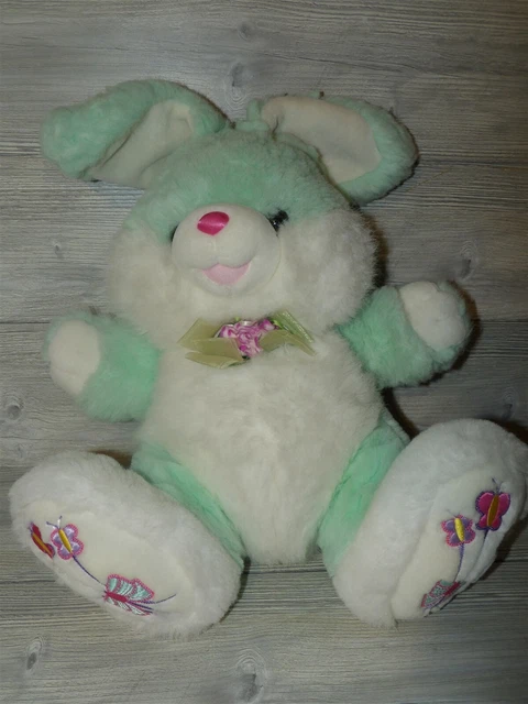 RARE VINTAGE DAN Dee Mint Green Plush HOPPY HOPSTER Bunny w/ Butterfly ...