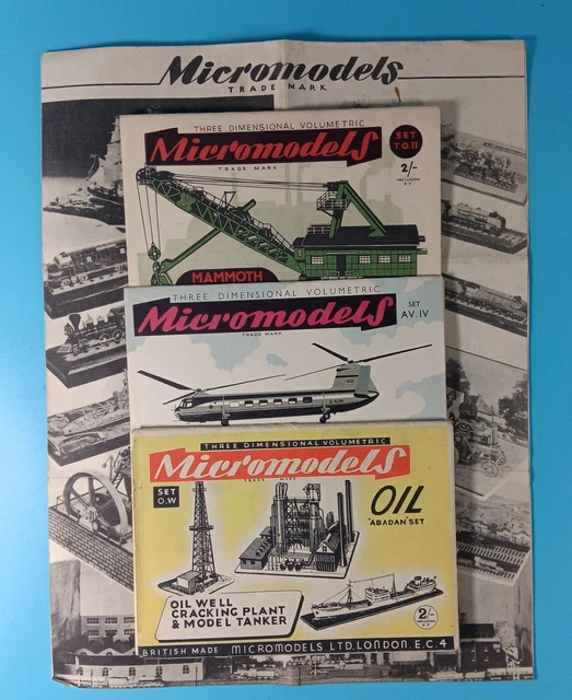 3 X 1950S Volumetric Micromodels Card Model Kits & Trade Leaflet ...