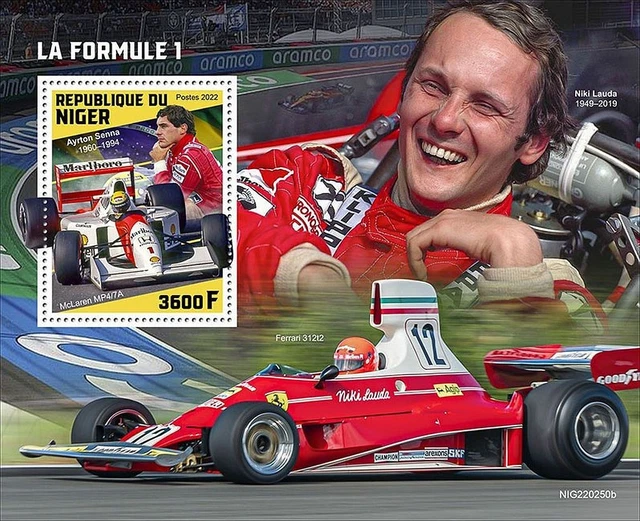 FORMULA ONE AYRTON Senna & Niki Lauda Ferrari F1 Car Stamp Sheet (2022 ...