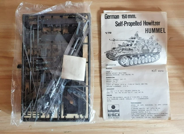 ESCI 8013 GERMAN Self Propelled Howitzer HUMMEL Sd.Kfz 165 1/72 Model ...