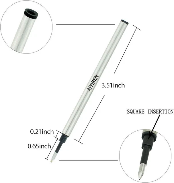 4.37'' ROLLERBALL PEN Refills, Roller Ball Fine Point 0.5Mm, German Ink ...