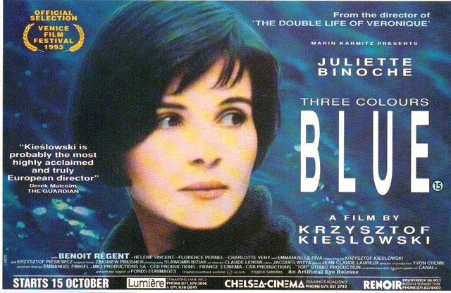 A5 FILM MAGAZINE Advert Three Colours Blue Juliette Binoche Benoit ...