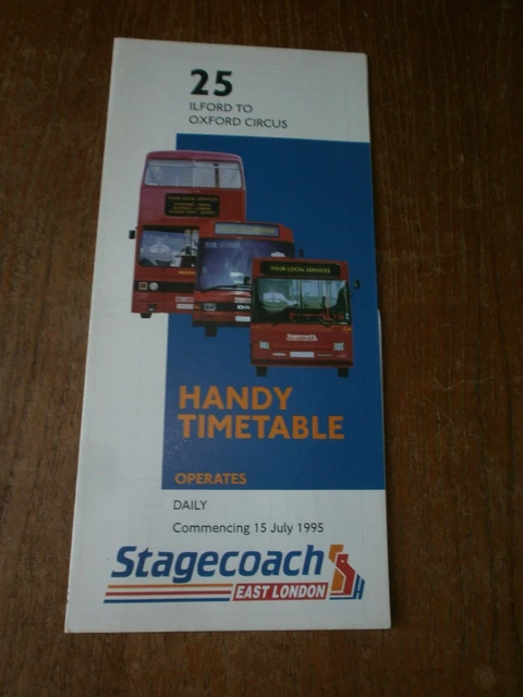 LONDON TRANSPORT BUS Timetable Leaflet-Route 25, 1995 £1.50 - PicClick UK