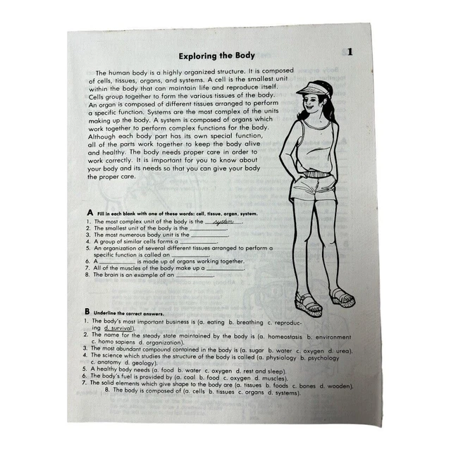 BASIC SKILLS SYSTEMS of the Human Body Workbook Book 2 by Carla ...