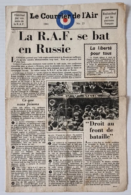 WORLD WAR II RAF Air-Drop Propaganda Leaflet into France / Le Courier ...