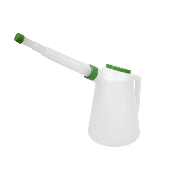 OIL CONTAINER WITH Green Lid/Flexible Spout 5L Graduated Pourer Fuel ...