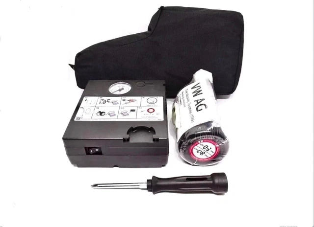 TYRE REPAIR KIT Genuine Vw Audi Skoda Seat Pump Compressor Sealant Set ...