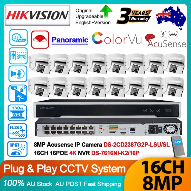 HIKVISION 16CH 4K 8MP Dual Lens ColorVu Acusense Camera 2-Way Audio ...