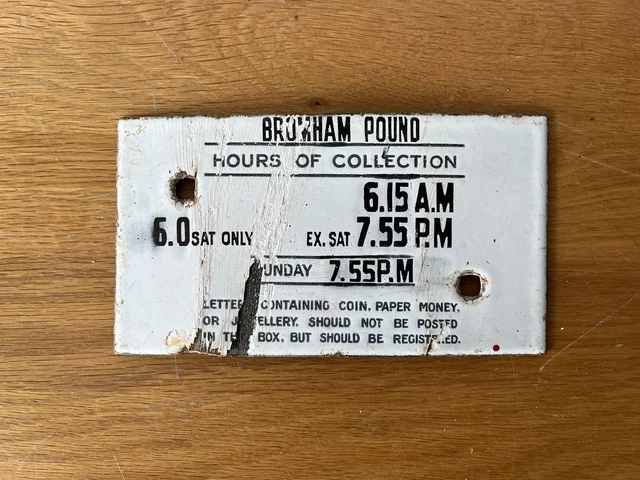 VERY EARLY RARE Vintage Royal Mail Collection Times Enamel Plaque Post ...